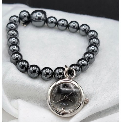 Aspect Women's Beaded Silver Toned & Kessaris Hinge Cuff Rose Watches ...