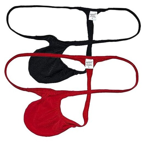 Mens Grape Smugglers Solid Shiny String Thong Medium 2-pack(black,red ...
