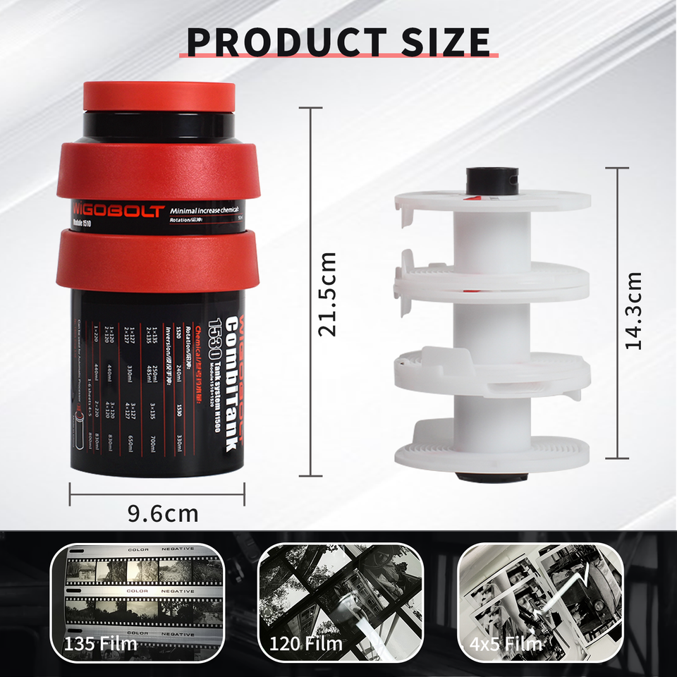 Extended Film Developing Tank 3 Spirals 120 35 4x5 B/W Darkroom ...