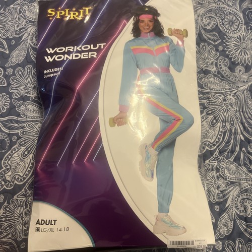 80's Neon Workout Track Suit Costume Women's Size LG/XL 14-18 New In ...