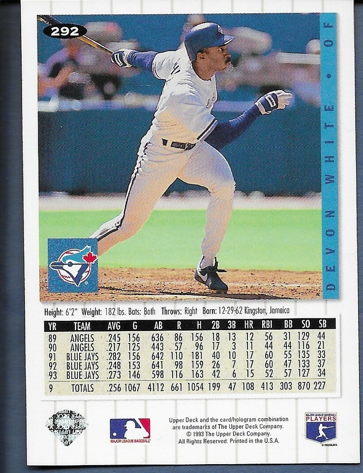 1994 Collector's Choice Baseball #292 Devon White NM BLUE JAYS | eBay