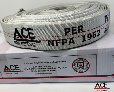 Ace Fire Defense .01 1.5" Nitrile Lined Attack Fire Hose 75ft NH/NST ...