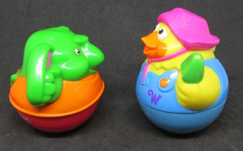 Hasbro Playskool WEEBLES WOBBLE DUCK PINK HAT & GREEN ELEPHANT LOT OF 2 ...