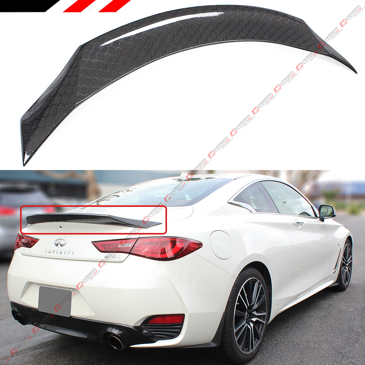 FOR 17-2022 INFINITI Q60 HIGH KICK DUCKBILL HONEYCOMB CARBON FIBER ...