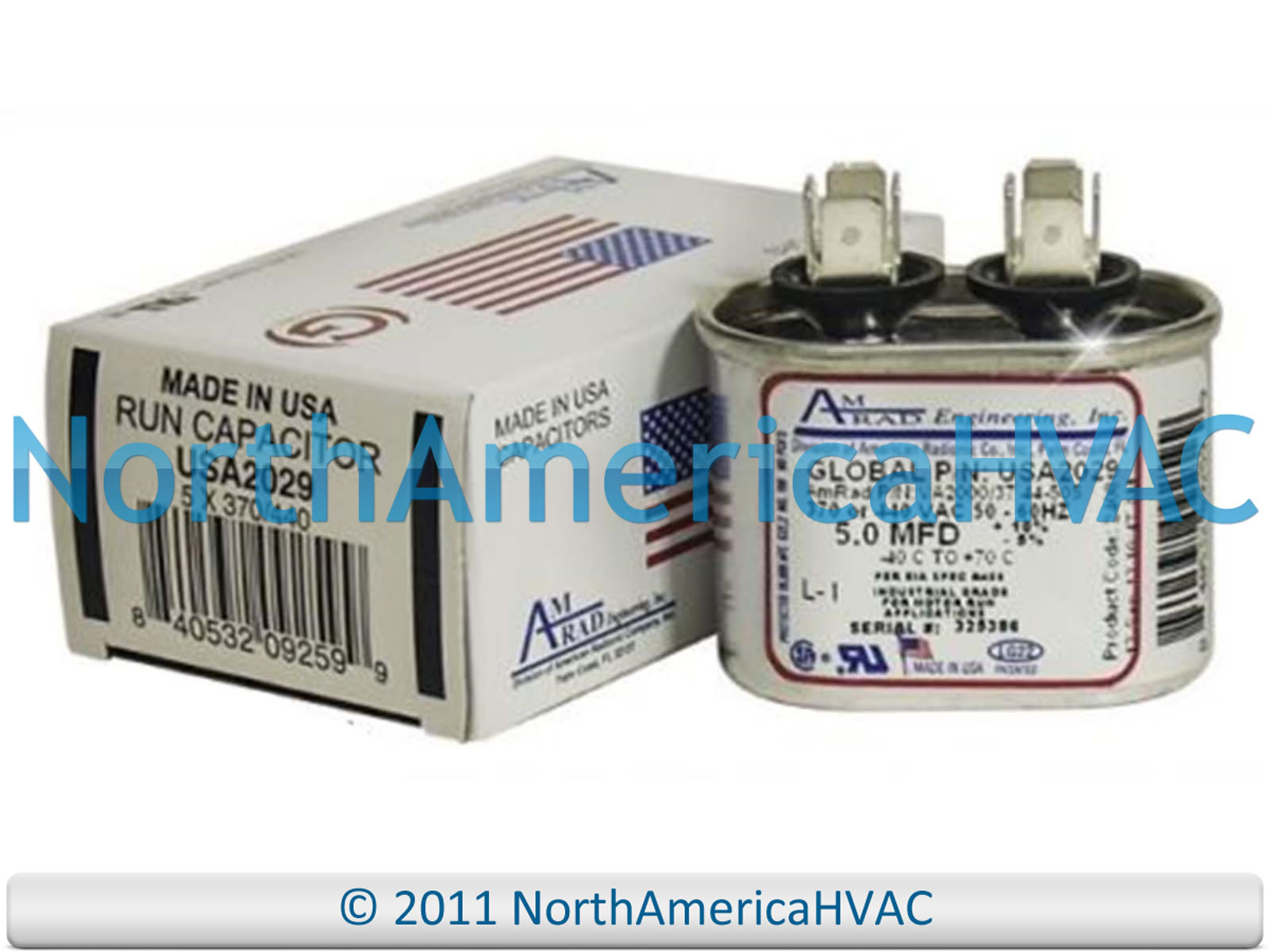 OEM Amrad Run Capacitor 5 5.0 uf MFD 370 / 440 Volt Fits USA2029 Made ...