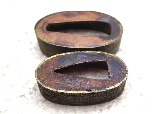 Fuchi Japan Samurai Sword Katana Wakizashi Koshirae Two Design Brass ...