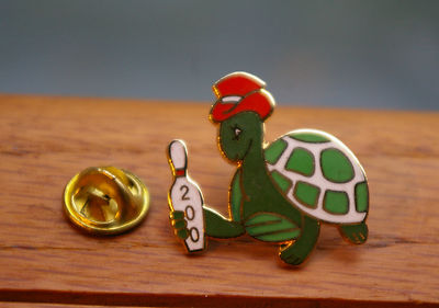 Turtle in Red Hat Bowling Pin 200 Lapel Pin Pinback Gold Tone Metal | eBay