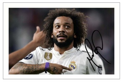 MARCELO Signed Autograph PHOTO Fan Gift Signature Print REAL MADRID ...