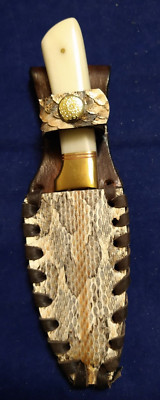 Genuine Canebrake/Timber Rattlesnake Skin Knife Sheath with Bone Handle ...