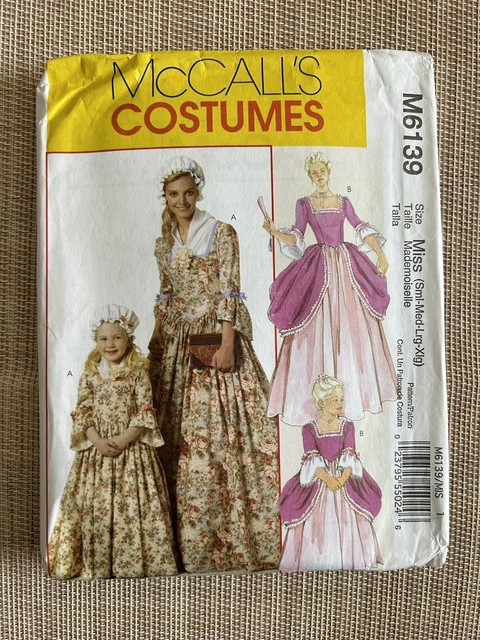 Mccall's Colonial Historical Dress Pattern M6139 Sizes Misses S M L XL ...