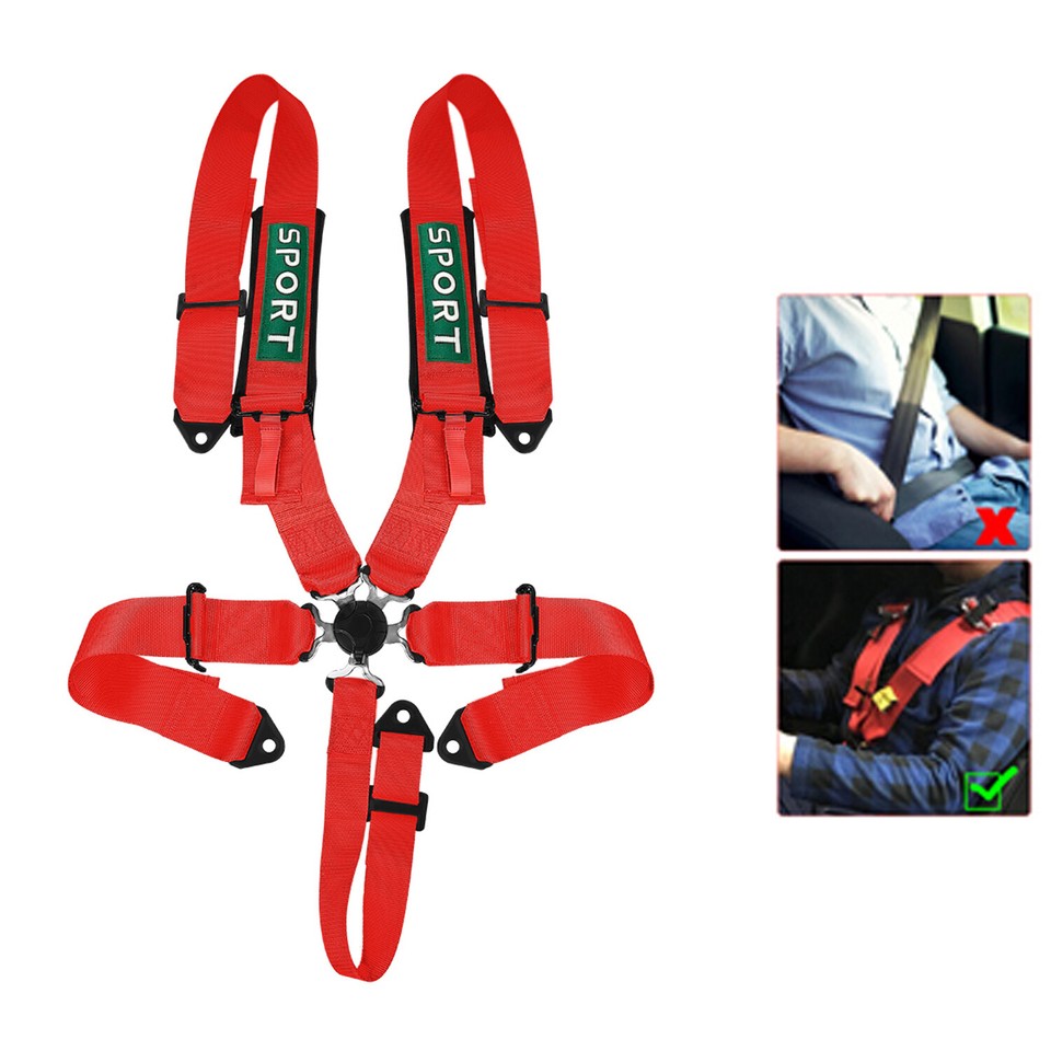 5 Point Safety Seat Belt Cam-Lock Buckle GO Kart ATV Racing Harness ...