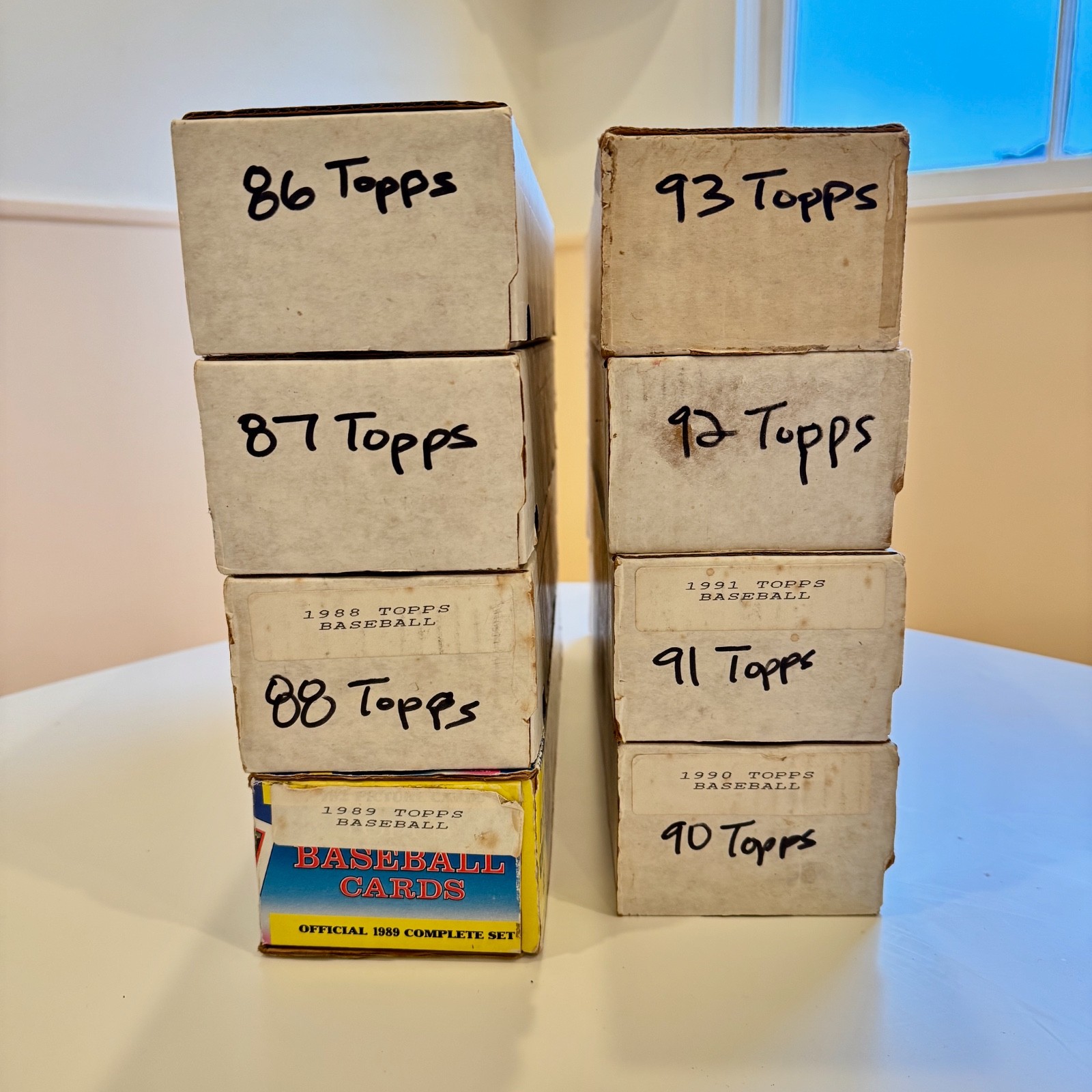 (8) Topps Baseball Complete Sets Lot 1986 1987 1988 1989 1990 1991 1992 ...