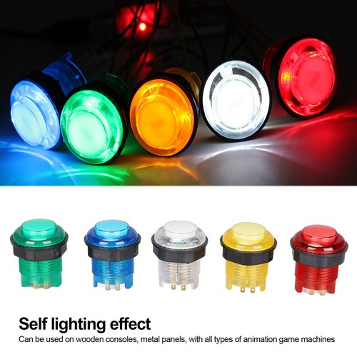 5pcs Arcade Push Buttons Professional LED Illuminated Push Buttons for ...