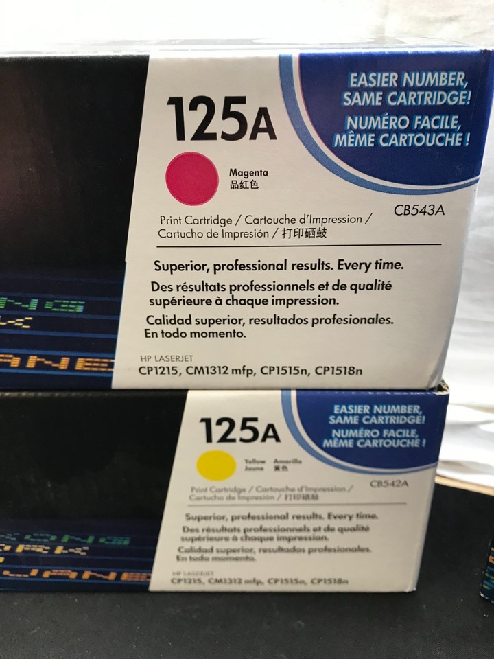 OEM HP 125A toner Set CB540A CB541A CB542A CB543A New SEALED Lot Of 4 ...