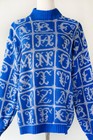 Vintage ADELE Knitwear 80's 90's Blue Silver White Alphabet Sweater ...