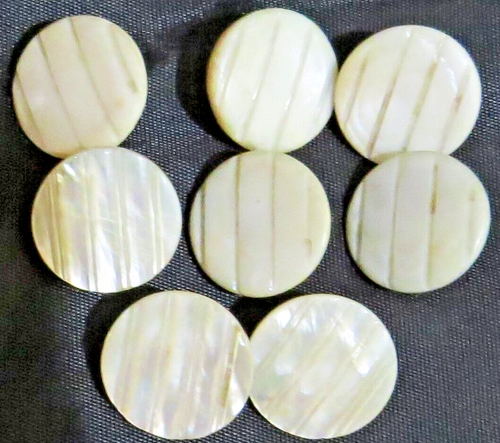 8 Antique Vintage Carved Etched Button Lot Shell Abalone Mother Of ...