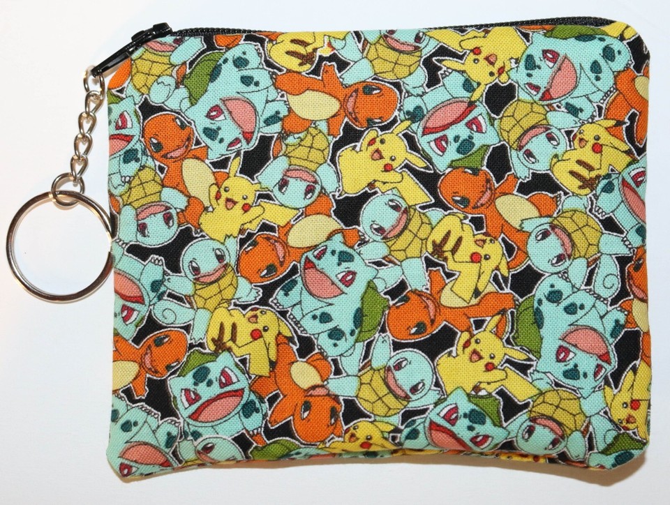 Handmade Small Zipper Coin Purse Pouch Bag with Key Ring Pokemon ...