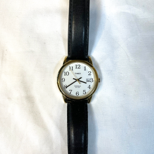 TIMEX CR2016 CELL INDIGLO WR 30M DAY/DATE WRISTWATCH BLACK LEATHER ...