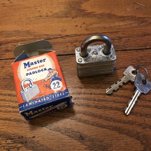 NOS VINTAGE MASTER STRONG BOY PADLOCK # 22 LAMINATED STEEL | eBay
