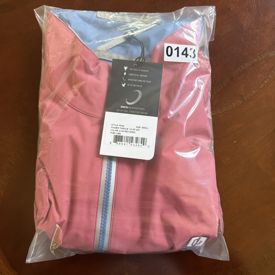 Zero Restriction Power Torque Golf 1/4 Zip Short Sleeve Red Skies Mens ...