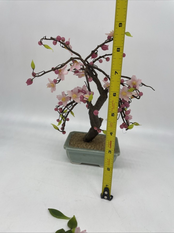 Vtg Andre Glass Jade Bonsai Tree Lemon Orange Cherry Blossom Lot Of 5 ...