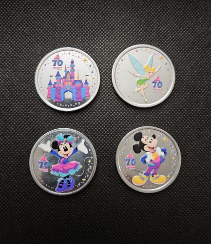 Disneyland 70th Medallions Set 4 Mickey, Minnie, Castle Tinkerbell ...