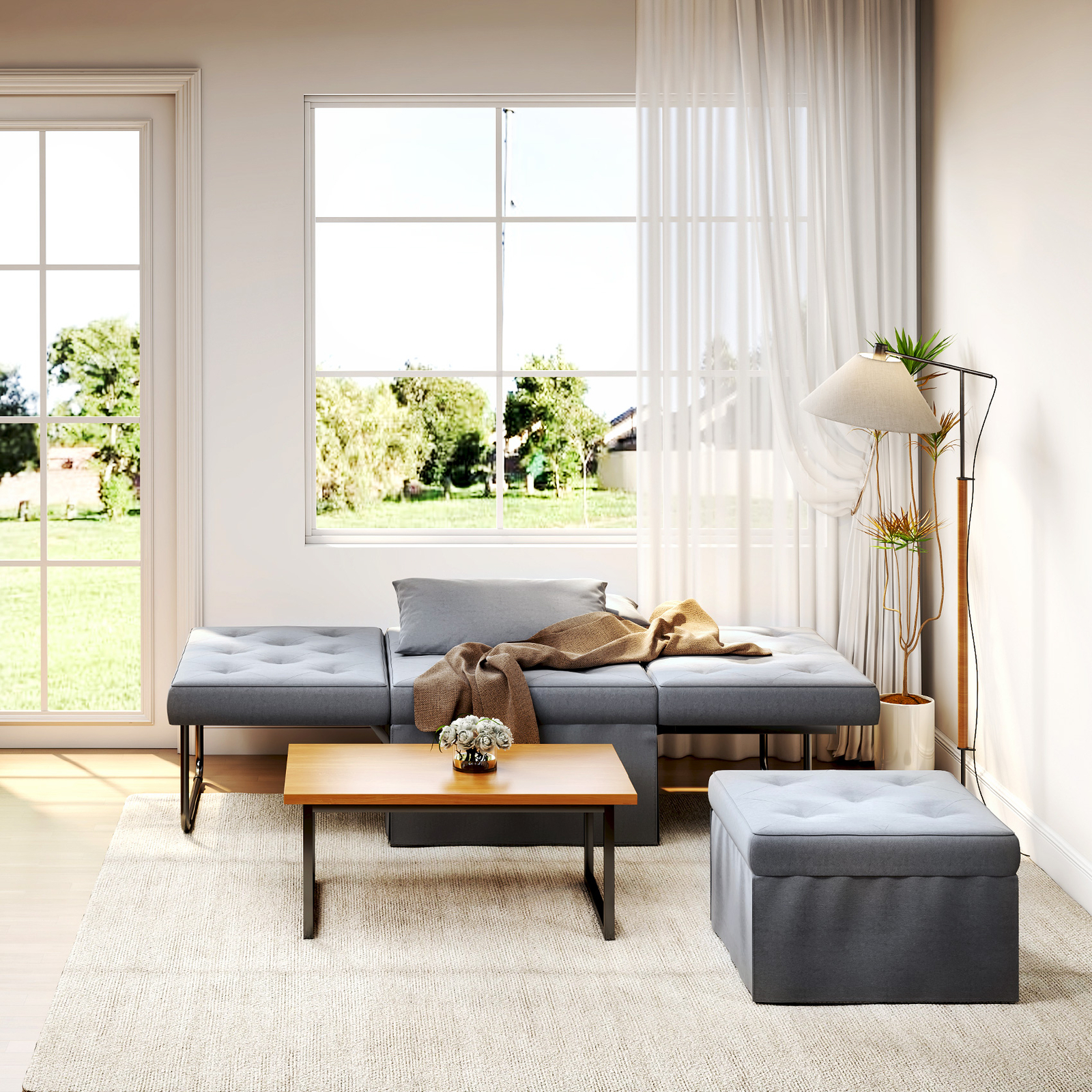 TC-HOMENY 4-in-1 Convertible Sofa Bed Lounger Recliner Sleeper Chair ...