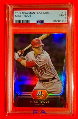 2012 Bowman Platinum #16 Mike Trout 2nd Year Trout Card PSA 9 New Clean ...