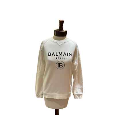 Balmain Paris White Sweatshirt Black Logo, Crew Neck, Cotton, SZ 14A, NWOT | eBay