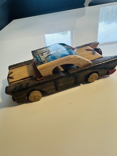 1955 Ford FAIRLANE ALL WOOD CAR MODEL hand made Carved Wooden Primitive ...