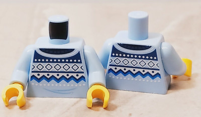 New LEGO Sweater Torso BAM Body Blue Chevron White Yellow Hands Holiday ...