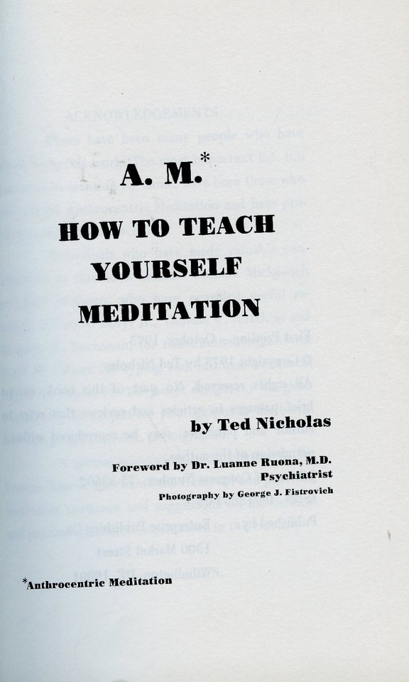 How To Teach Yourself Meditation, Anthrocentric Meditation, HC, 1975 | eBay