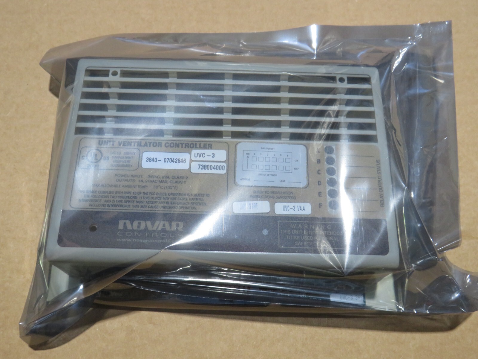 NOVAR UVC-3 BRE V4.4 VENTILLATION CONTROLLER FREE FEDEX 2-DAY SHIP | eBay