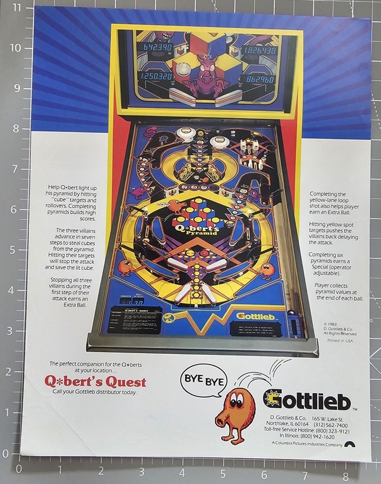1983 QBerts Quest Pinball Machine Flyer Vintage Original NOS HTF | eBay