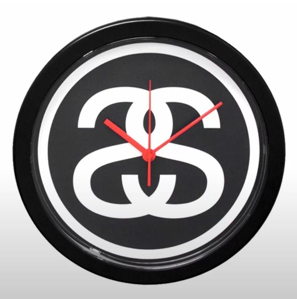 STUSSY "SS-Link Logo" Wall Hanging Clock Black Color 100% PVC Material ...