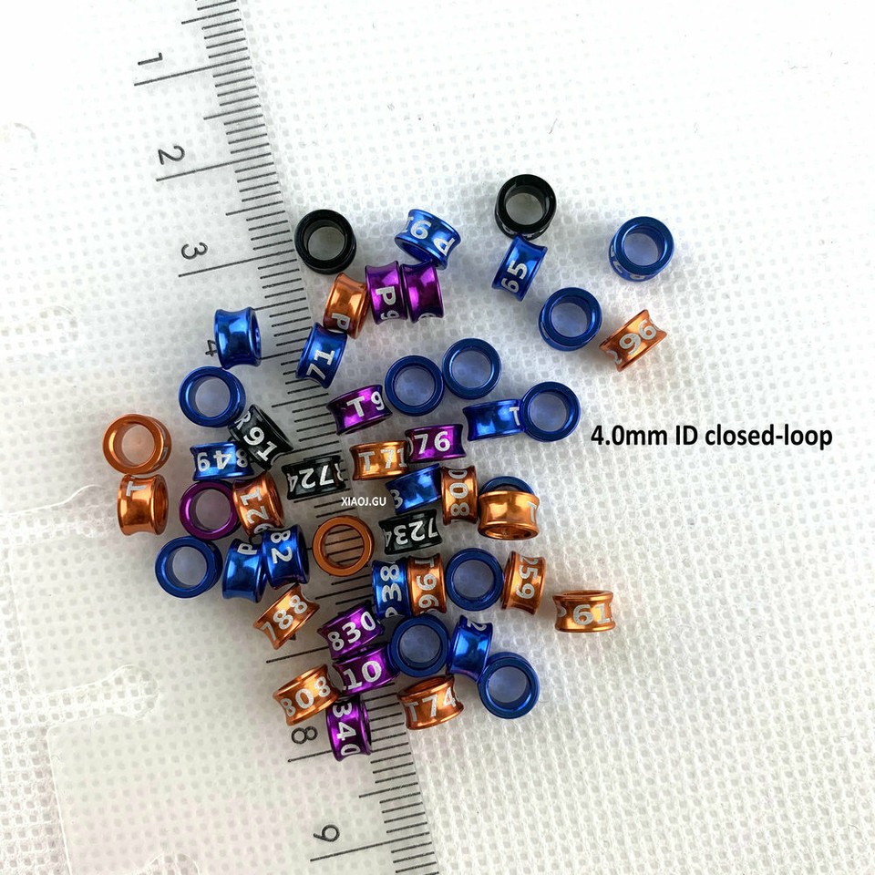 100 PCS Aluminium alloy Closed-loop Bird Leg Bands Parrot Canary Color ...