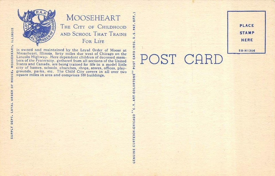 MOOSEHEART, IL Illinois CAMPANILE-MEMORIAL CLOCK TOWER Fraternal c1940s ...