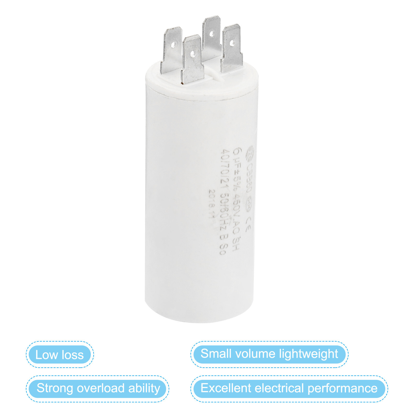 2Stk CBB60 6uF Betrieb Kondensator AC 450V 4 Stifte 50/60Hz Zylinder 1 ...