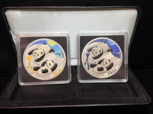 2022 China S10Y Panda - Painted - Set of 2 30g 999 Silver Coins | eBay