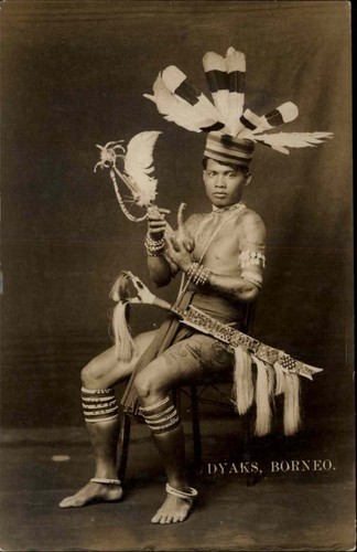 DYAKS BORNEO Indigenous Man Traditional Clothing TATTOOS STUDIO RPPC | eBay