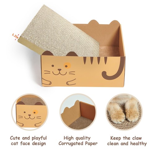 Heavy Duty Cat Scratch Box with Extra Large Scratching Pad Sturdy ...