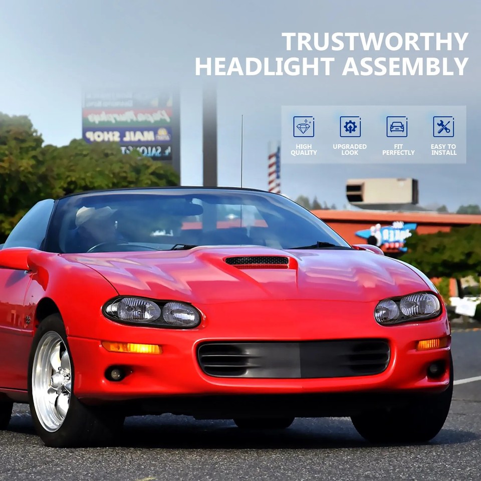 Headlights Fits 1998-2002 Chevy Camaro Z28 Clear Head Lamps Left+Right ...