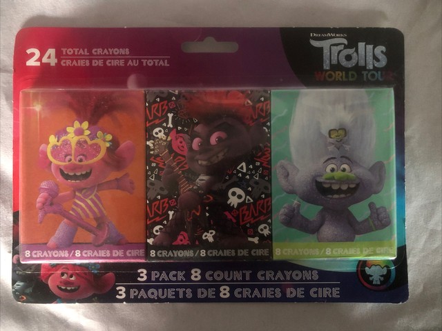 Trolls World Tour 3 Pack 8 Count Crayons for sale online | eBay