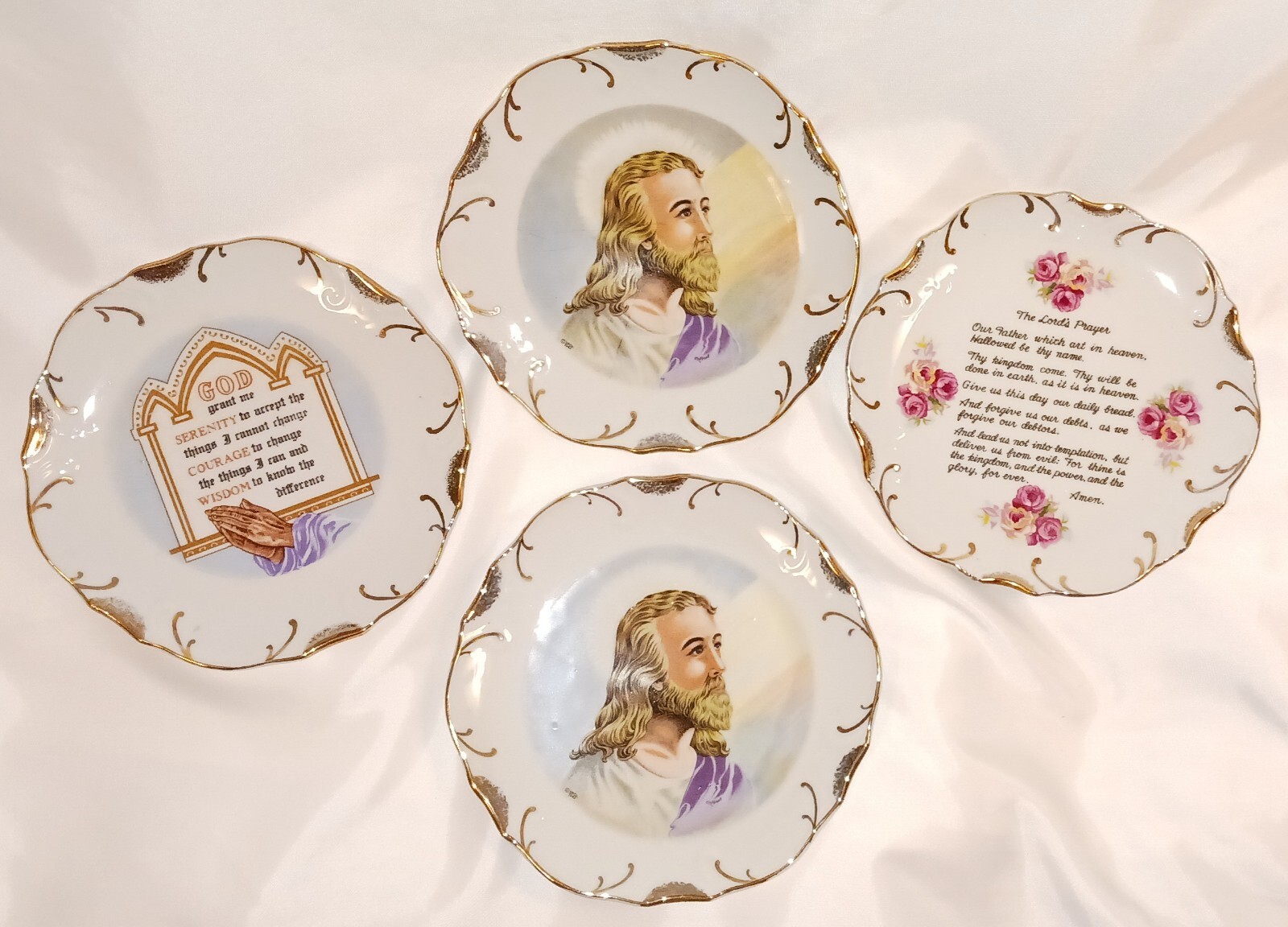 4* 1940s 18K Gold Trim Religious Decorative 8" Plates JAPAN for Mid ...