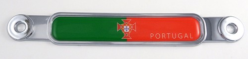 Portugal Portuguese flag Chrome Emblem Screw On car License plate Decal ...