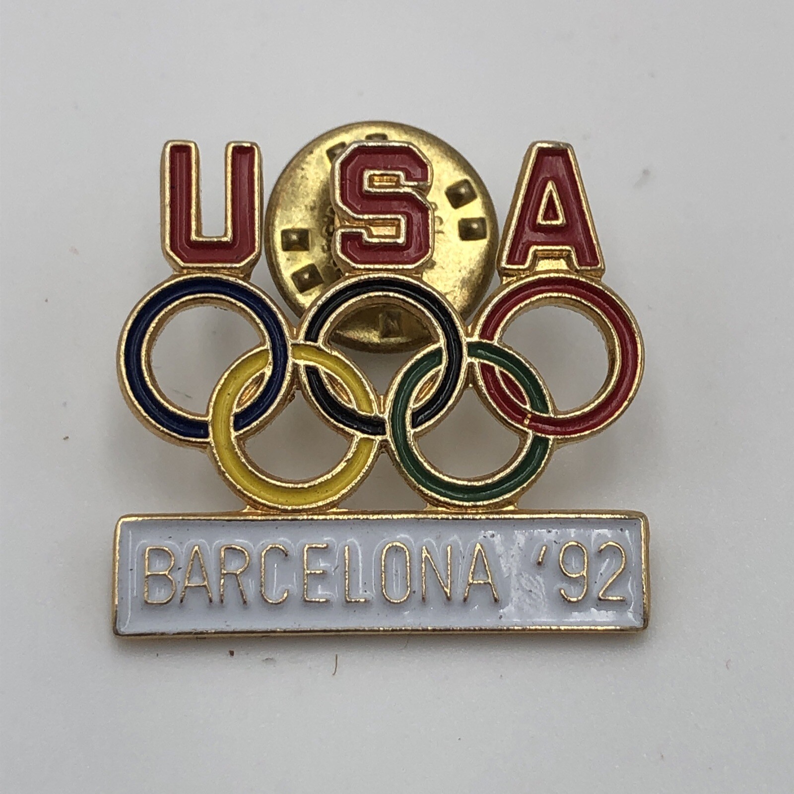1992 USA Barcelona Olympic Rings Pin Badge Dream Team Multi-Color White ...