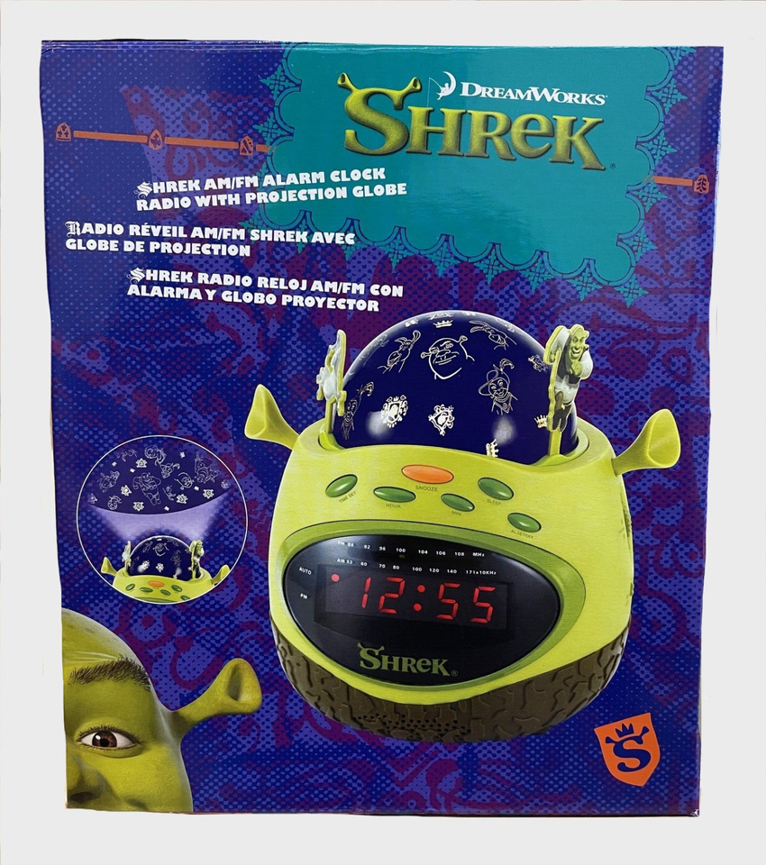 NEW DreamWorks Shrek Alarm Clock AM FM Radio with Projection Globe Led ...