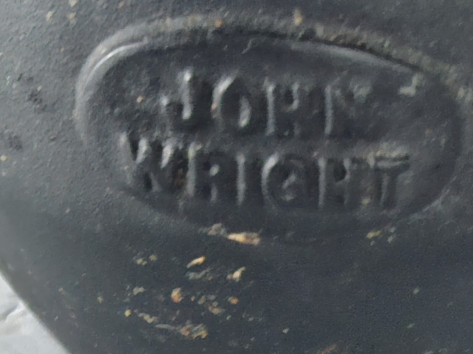 Vintage John Wright Cast Iron Kettle with Coil Wire Handle Swivel Lid ...