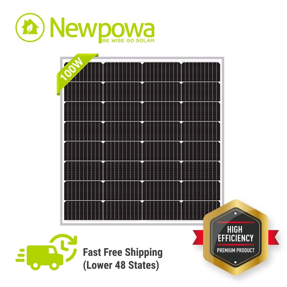 Newpowa 100 Watt 100W solar panel Kit Monocrystalline 12V Off Grid ...