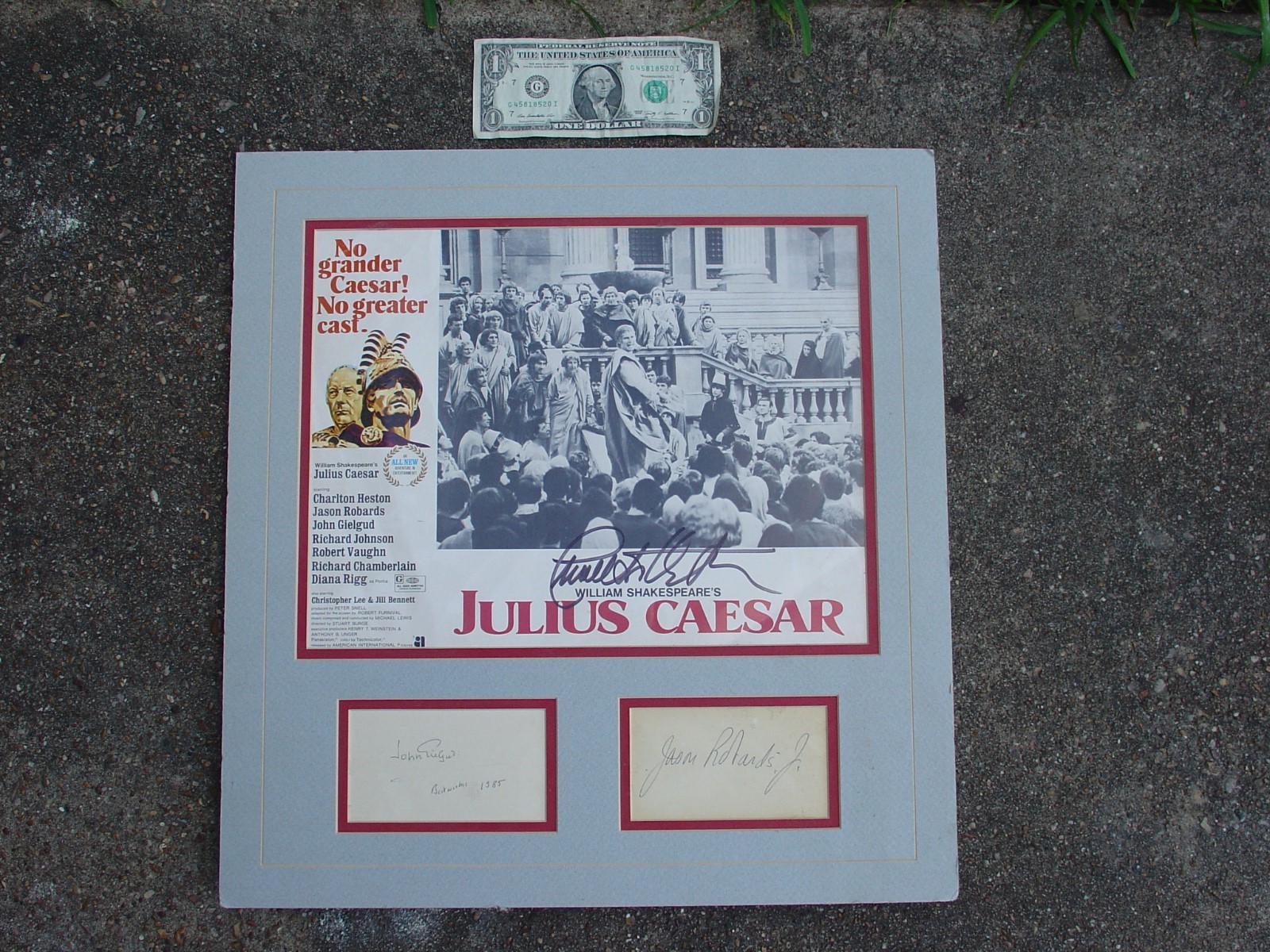 Lobby card poster Julius Caesar autographed Charlton Heston John ...